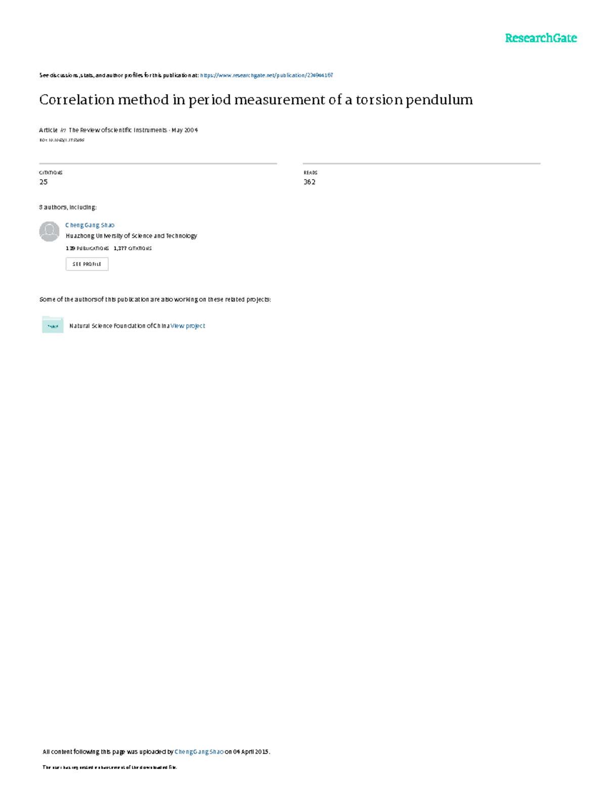 Correlation method in period measurement of a tors - CITATIONS 25 READS ...