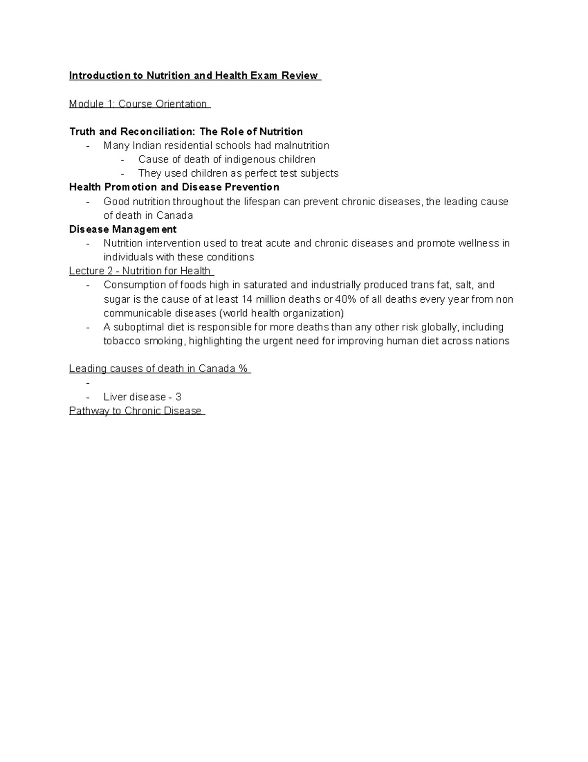 Introduction to Nutrition and Health Exam Review - The study results ...