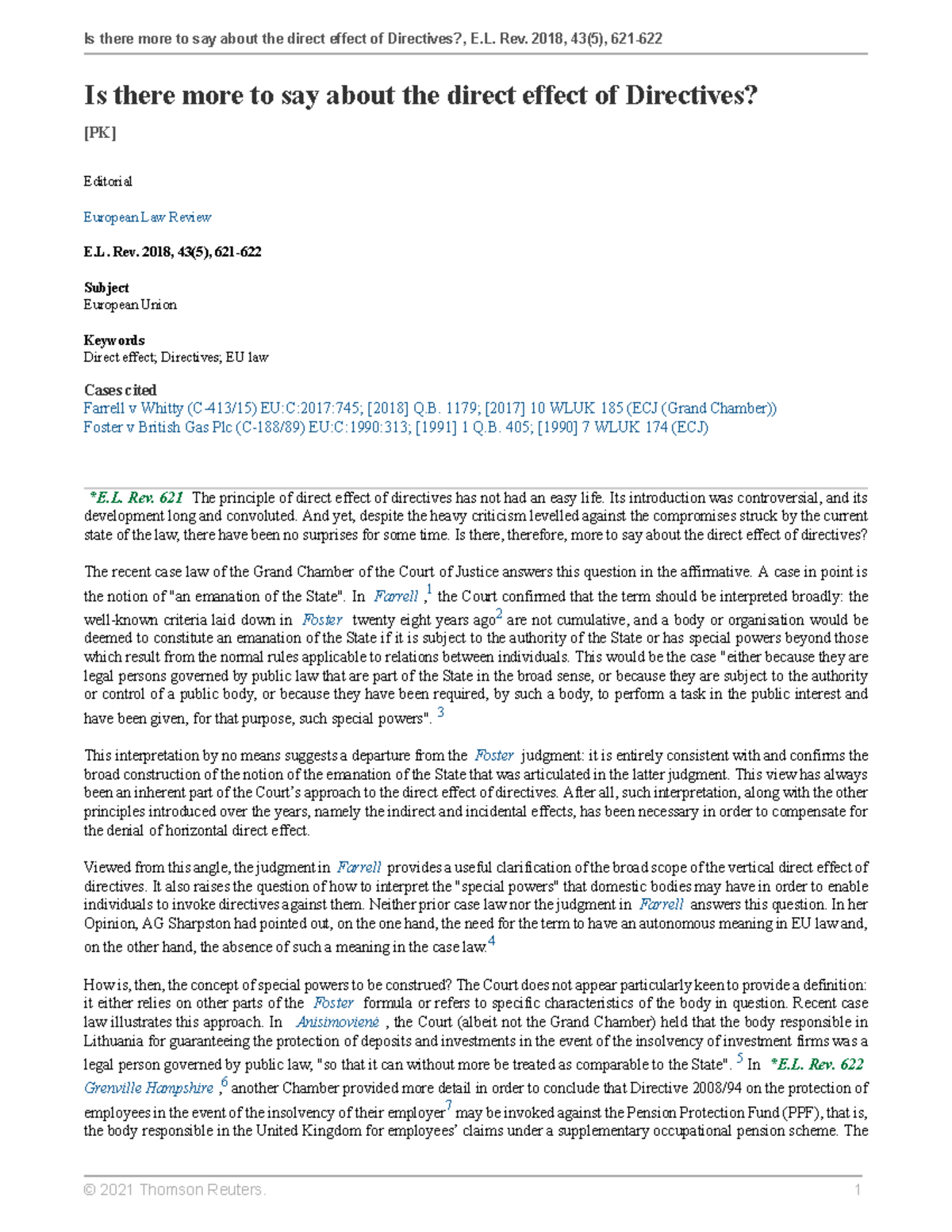 Directives EU LAW Article - Is there more to say about the direct ...