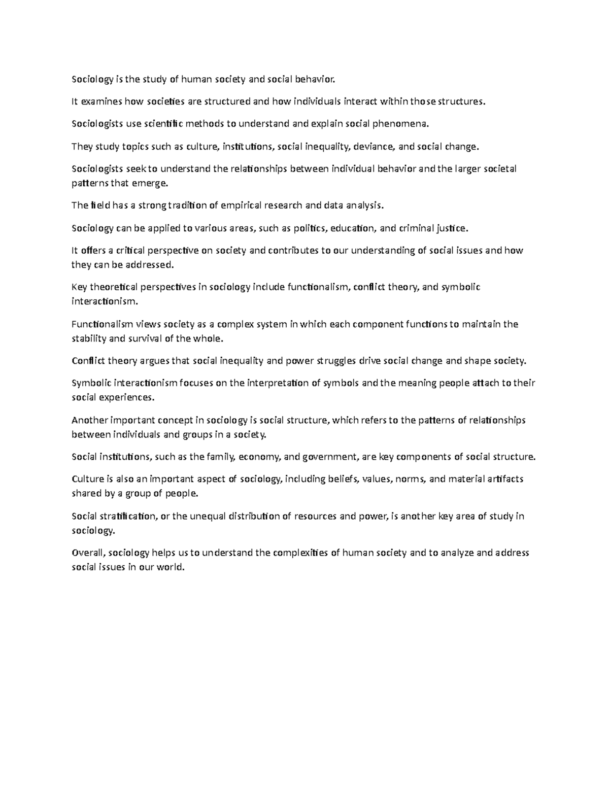 Sociology is the study of human society and social behavior - It ...