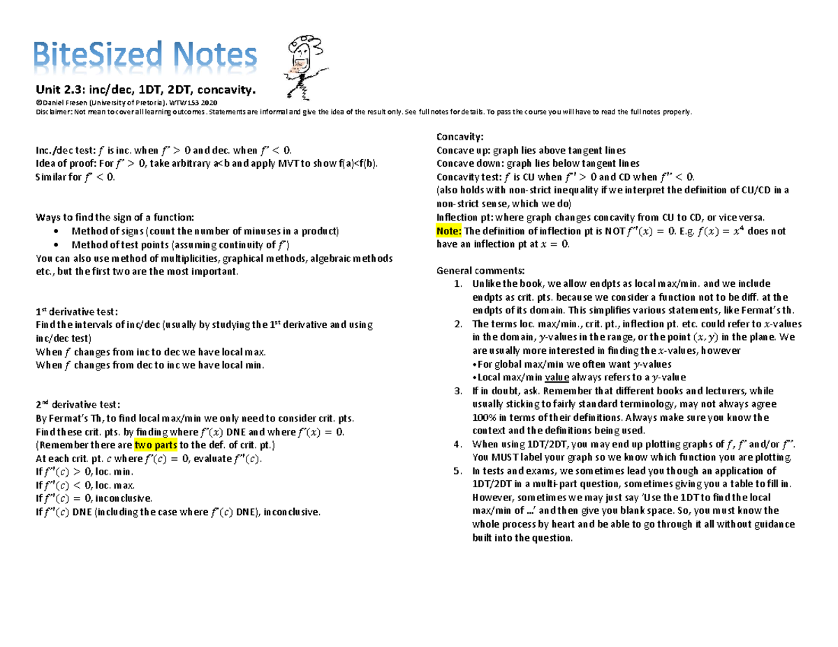 Unit 2.3 Bite Sized - These are lecture notes and worked examples from ...