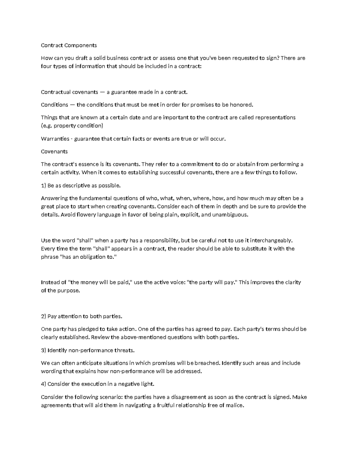 Contracualaw 3 - contractual law - Contract Components How can you ...