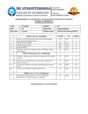 1904012 Machine Learning Question Bank - SRM VALLIAMMAI ENGINEERING ...