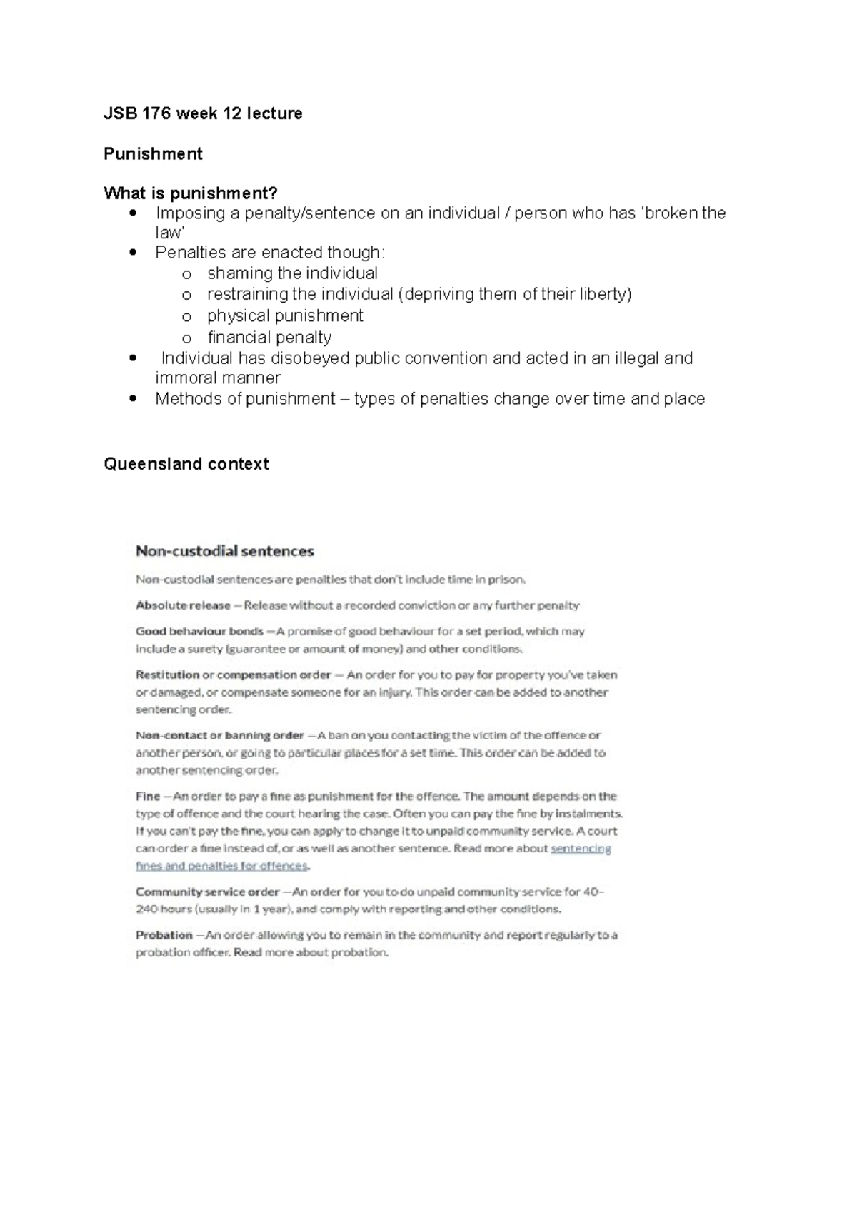 JSB 176 week 12 lecture - JSB 176 week 12 lecture Punishment What is punishment? Imposing a ...
