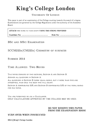 Differential Geom Kovalev - Differential Geometry (M24) Dr A. Kovalev ...