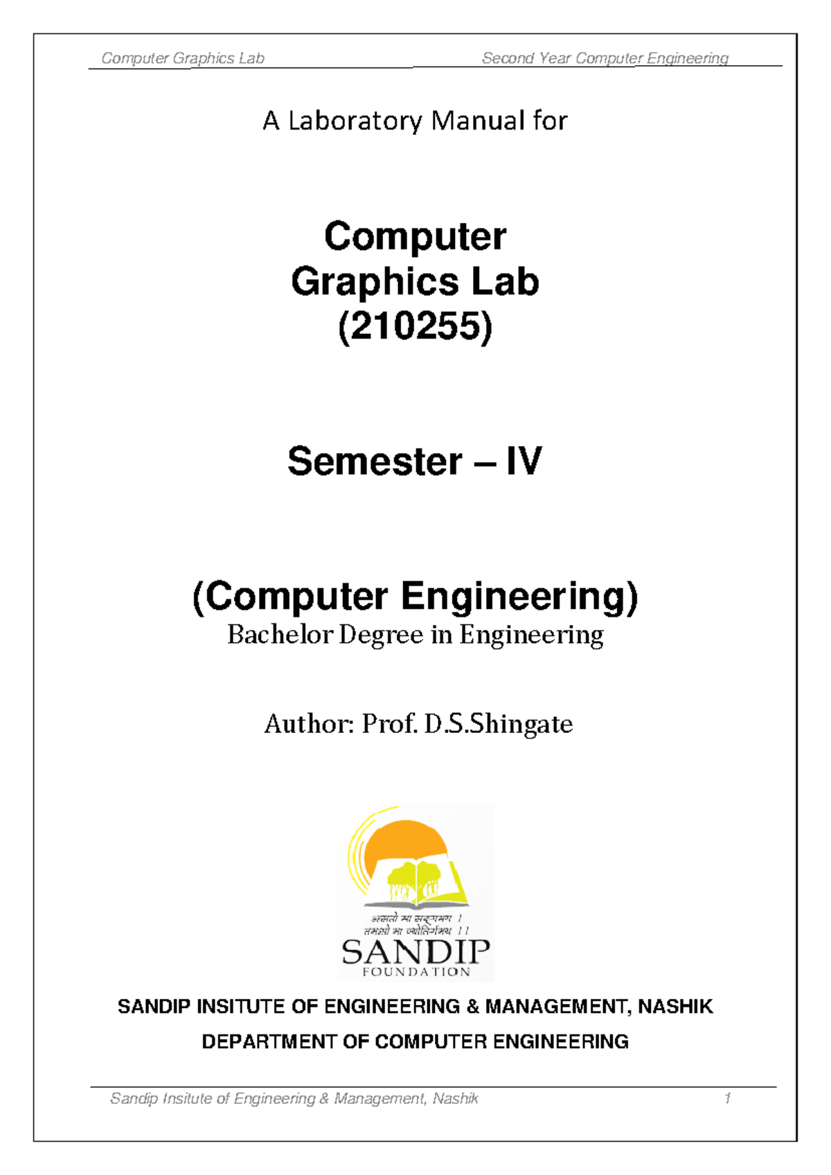Computer-graphics-lab-manual-2 - A Laboratory Manual for Computer Graphics Lab (210255) Semester ...