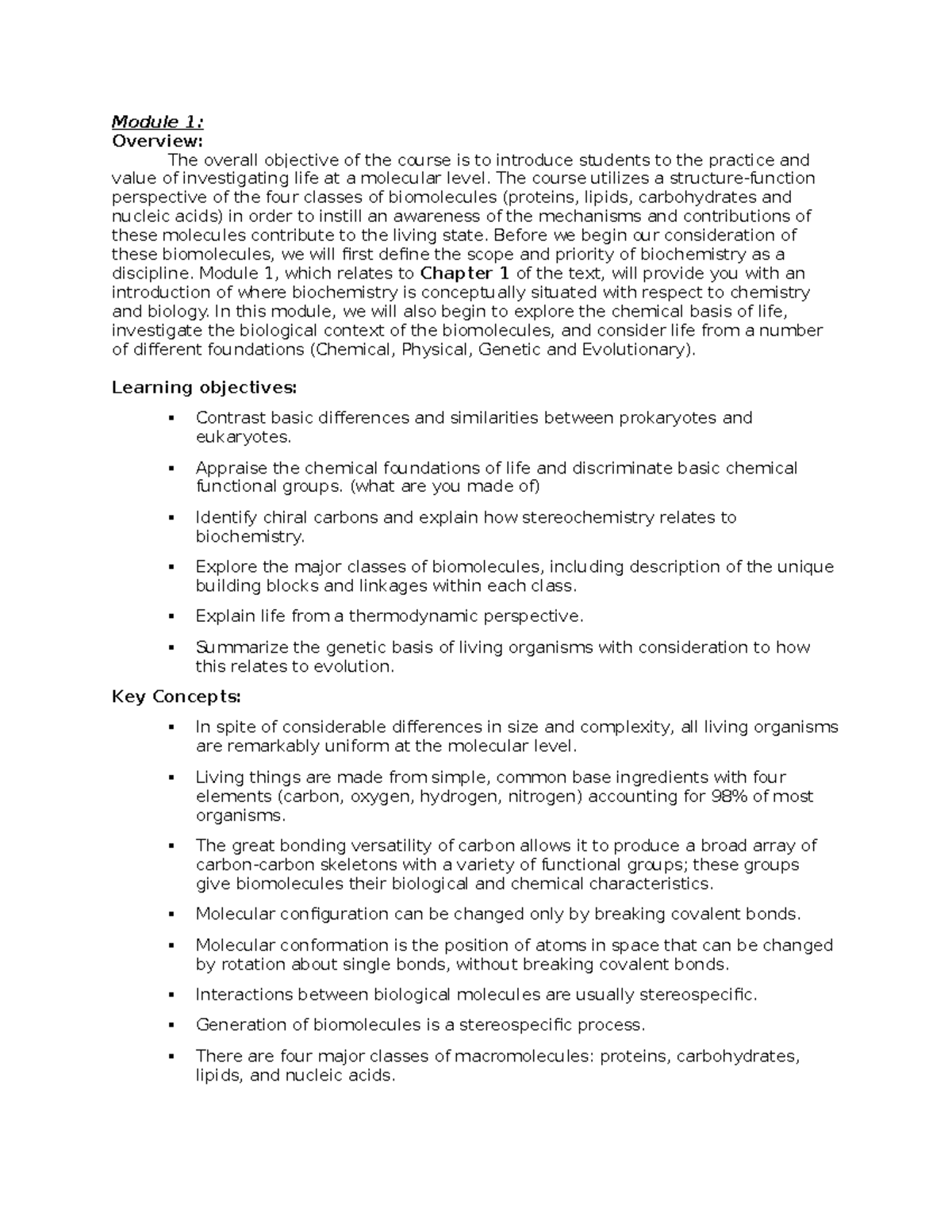 BMSC module 1,,, - Module 1: Overview: The overall objective of the ...