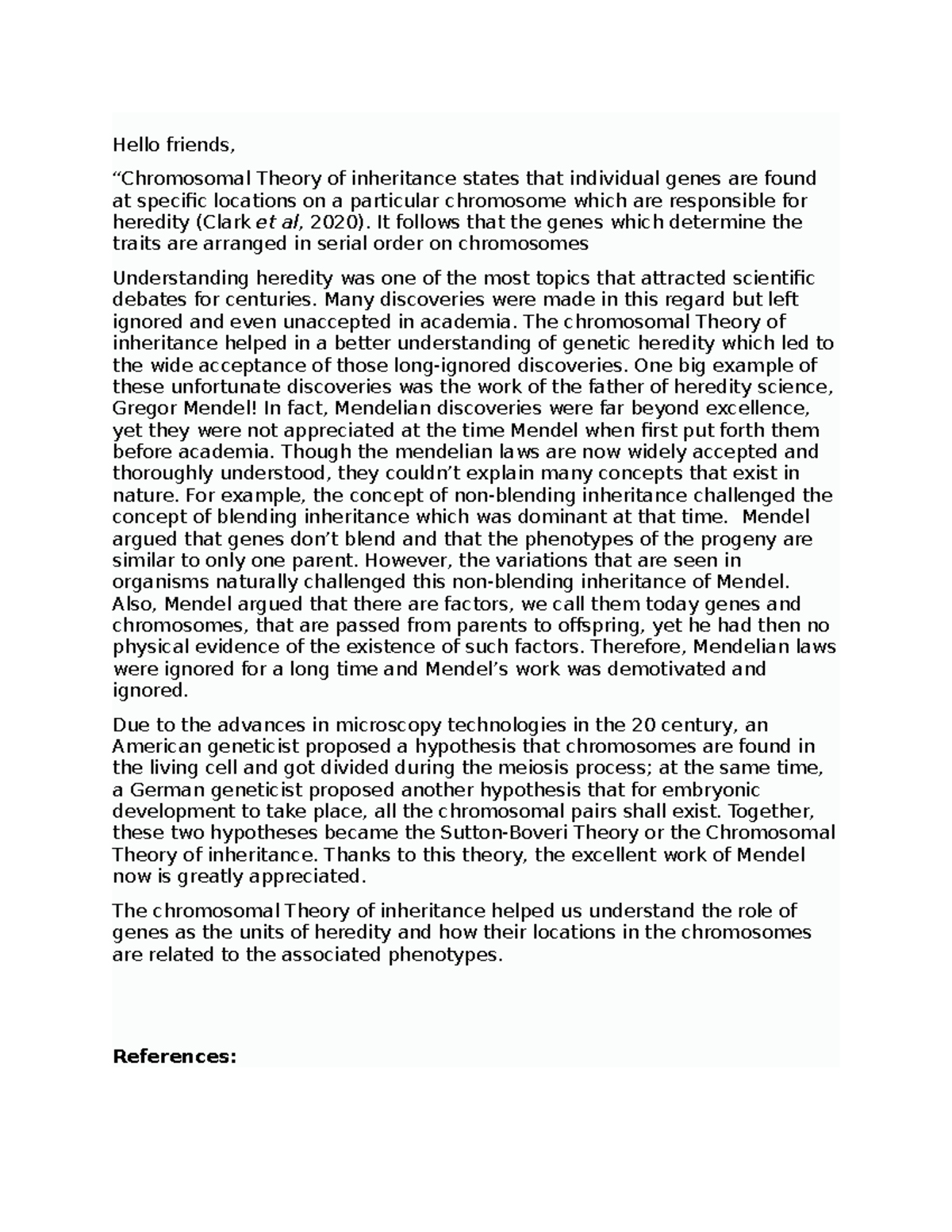 BIOL 1121 Discussion Forum Unit 6 12 - Hello friends, “Chromosomal ...