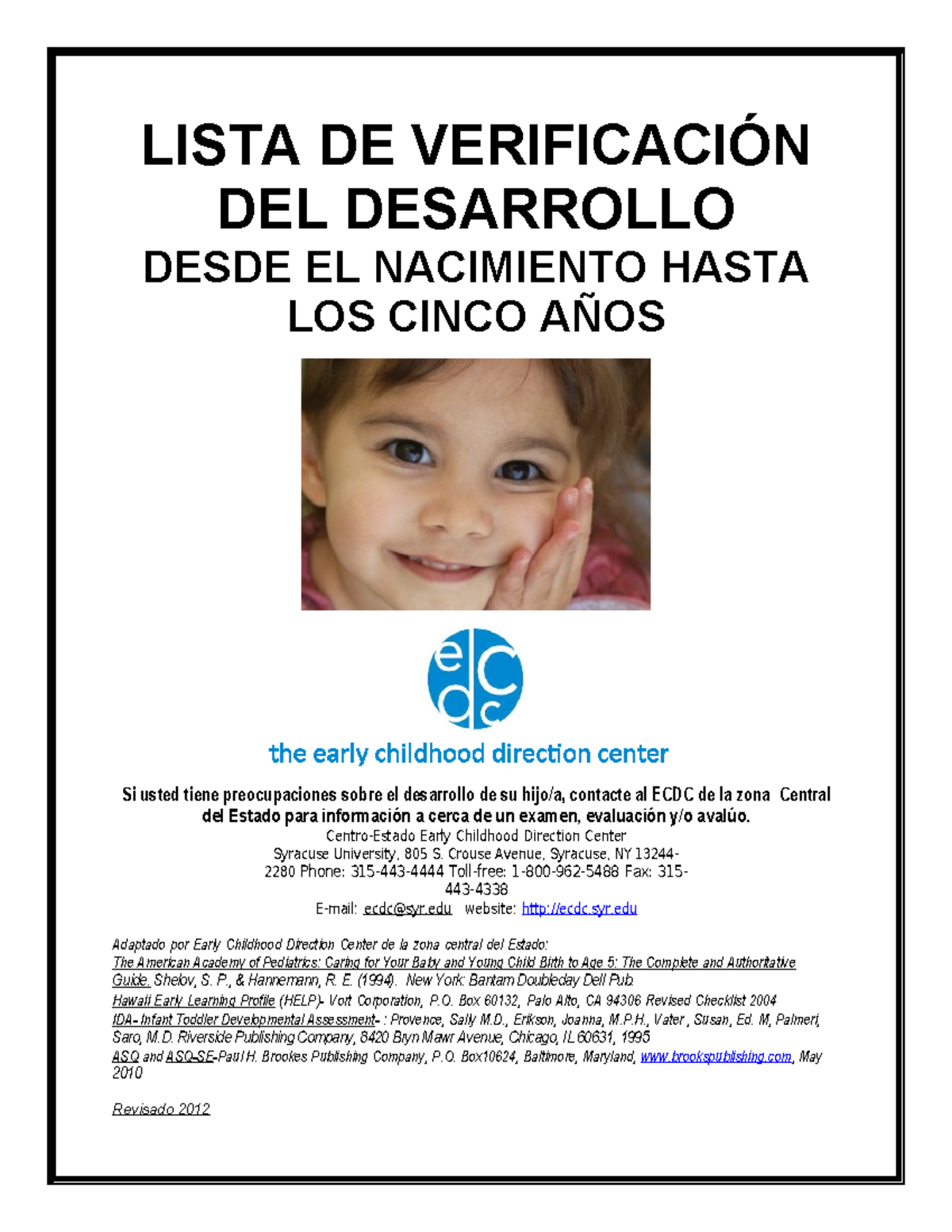 Developmentalchecklists-Spanish-updated-2012 Lista DE Verificación ...