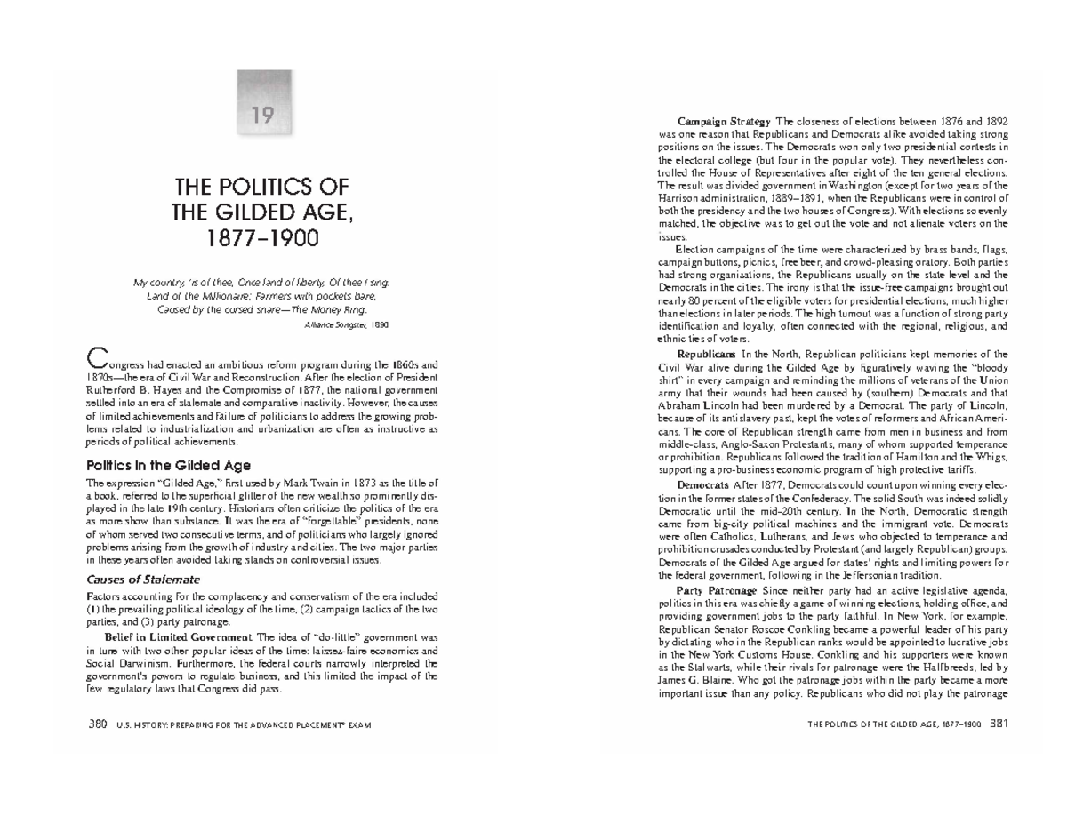 AMSCO APUSH 19 PDF - 19 Campaign Strategy The closeness of elections ...