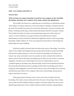 Final Exam Answers Key - HIST 1112 WORLD HISTORY II THE PROCESS AND ...