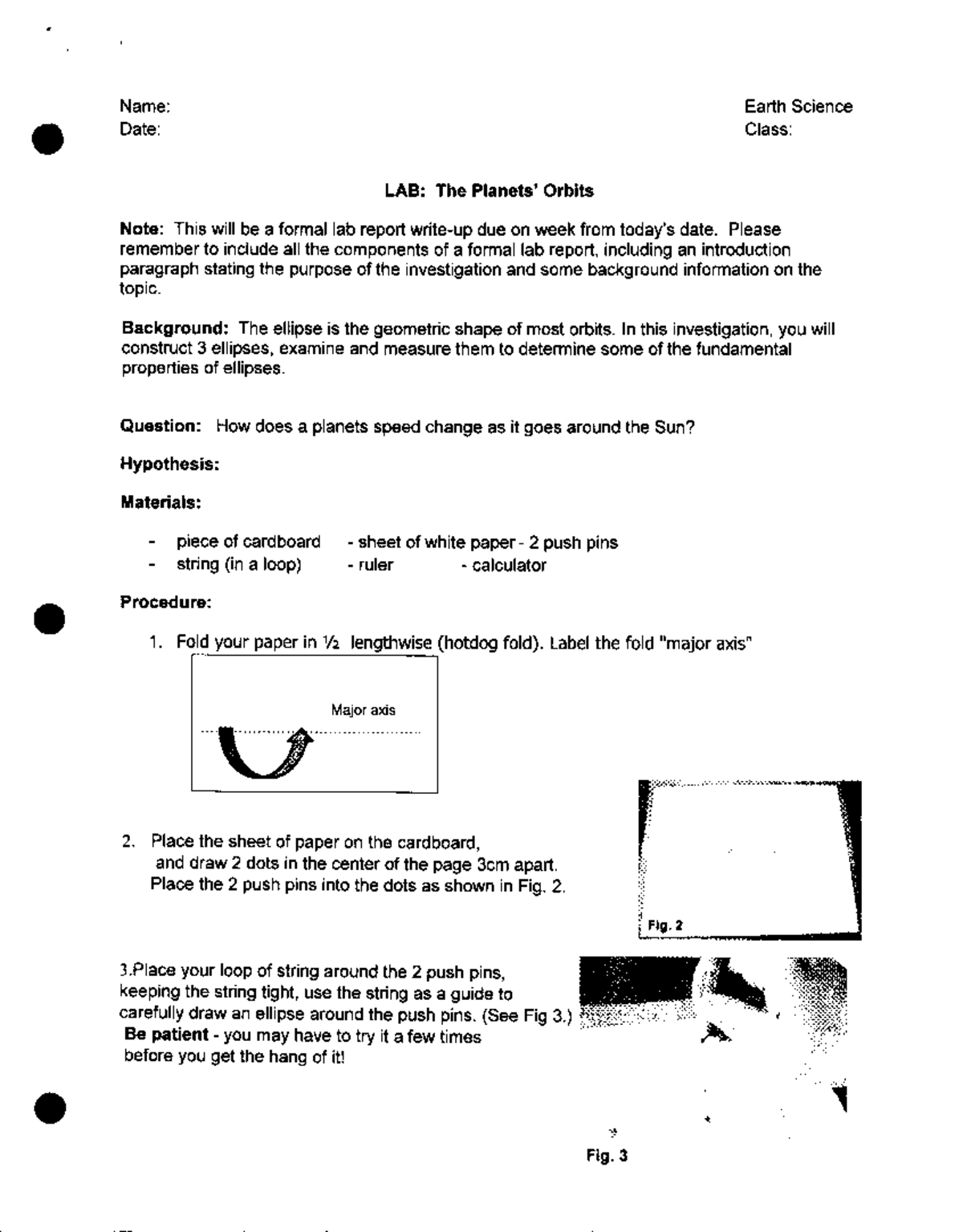 Planets orbits - lab - ESC 6206 - Studocu