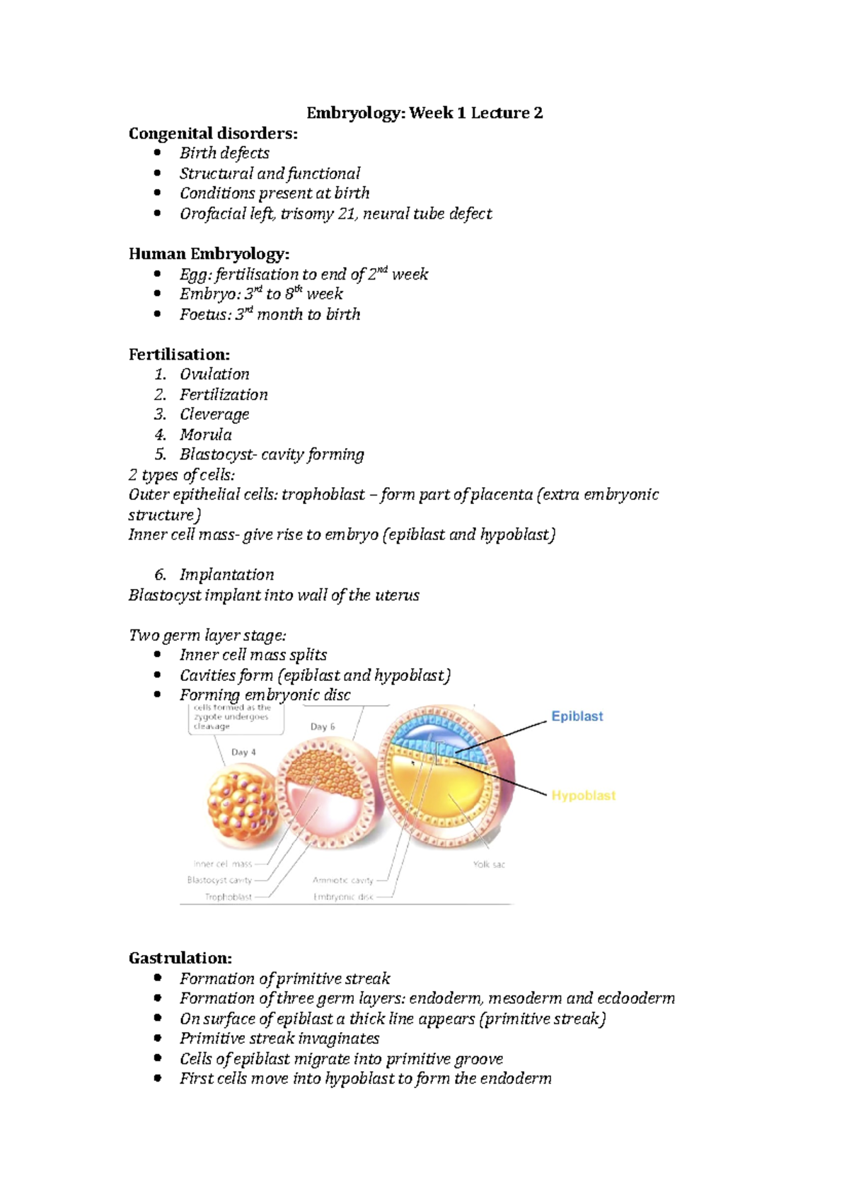 Embryology- week 1 lecture 2 - Embryology: Week 1 Lecture 2 Congenital ...