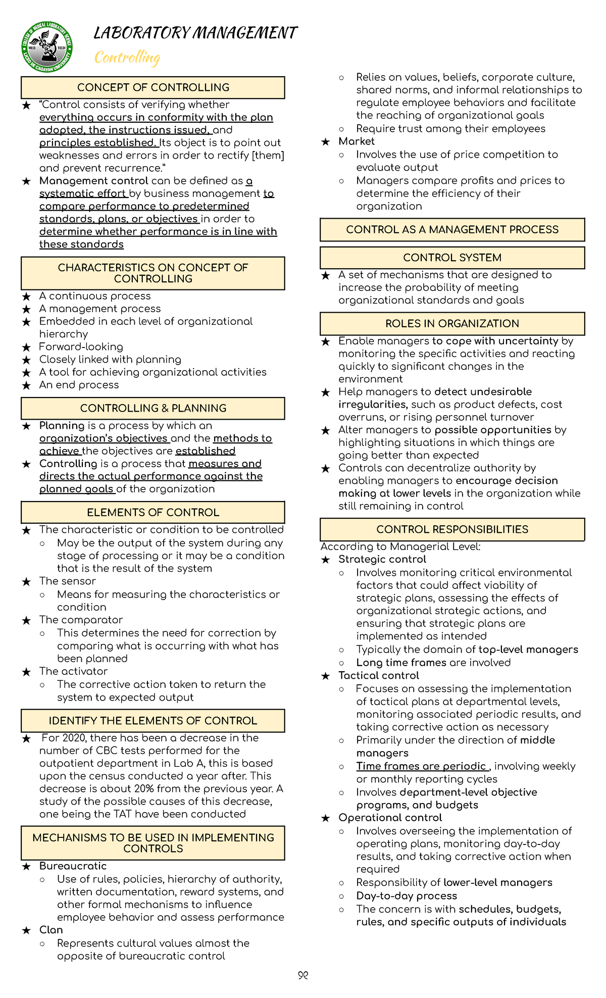 Controlling - LABORATORY MANAGEMENT - LABORATORY MANAGEMENT Controlling ...
