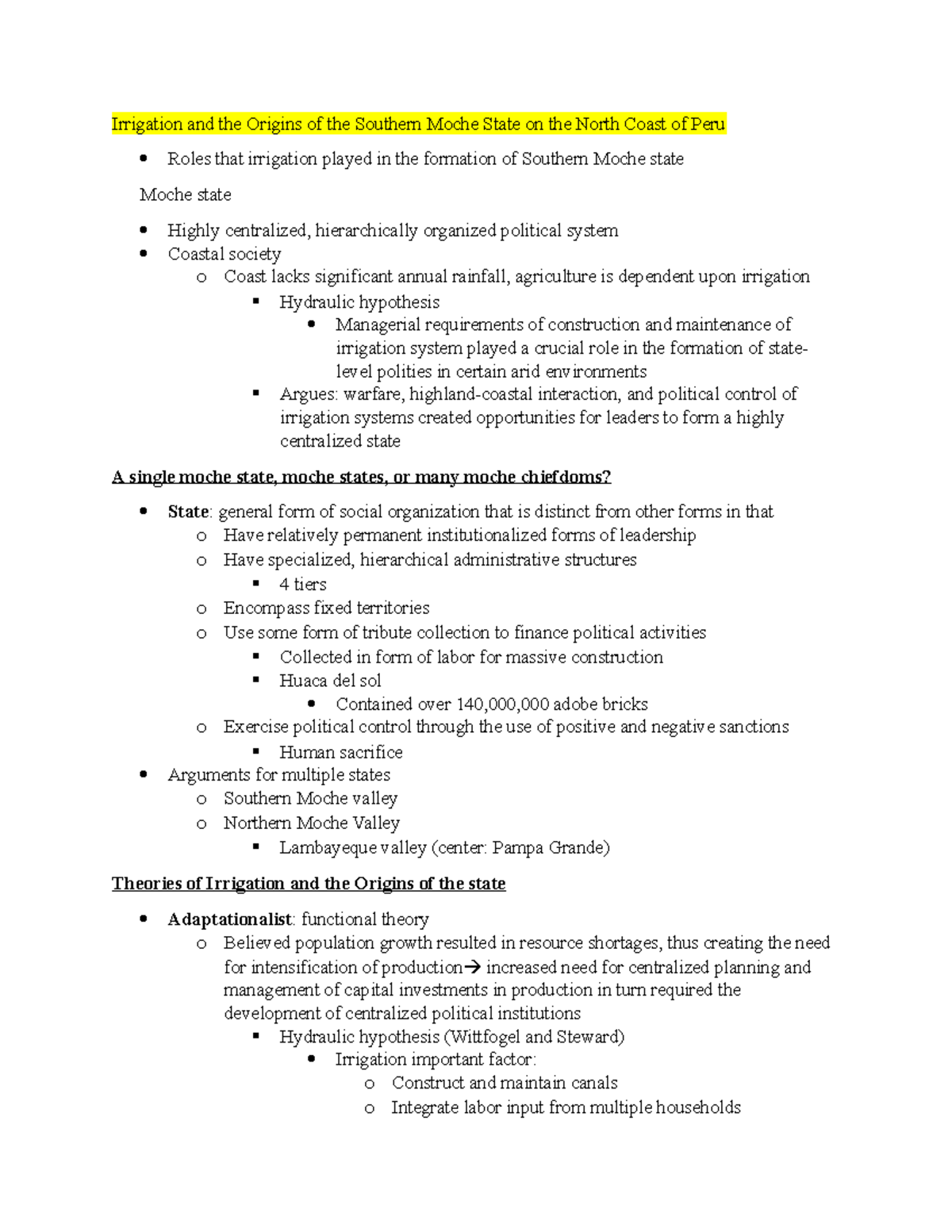 Moche Irrigation - Irrigation and the Origins of the Southern Moche ...
