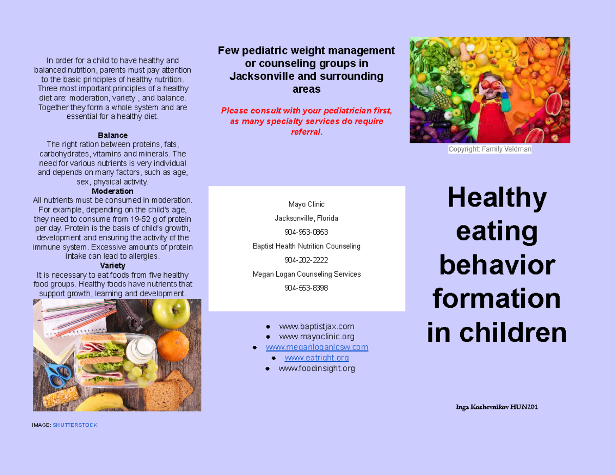 Copy of Template - Brochure - In order for a child to have healthy and ...