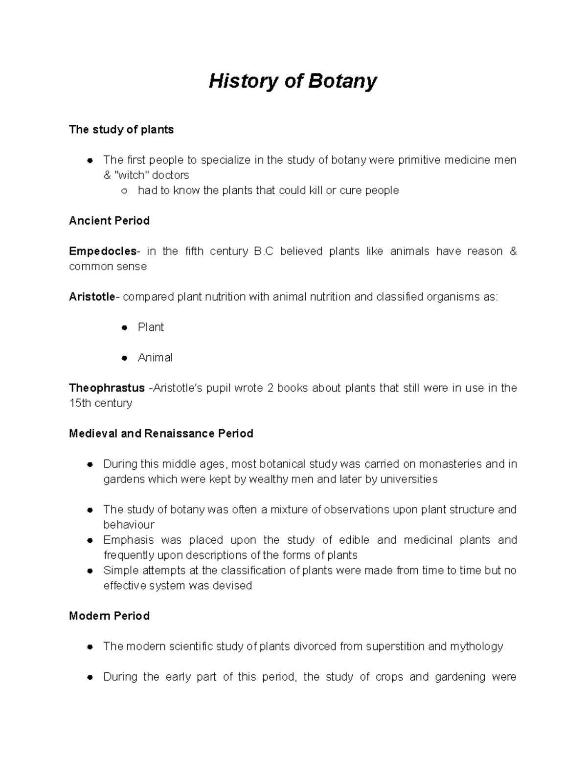History-of-Botany - N/a - History of Botany The study of plants The ...