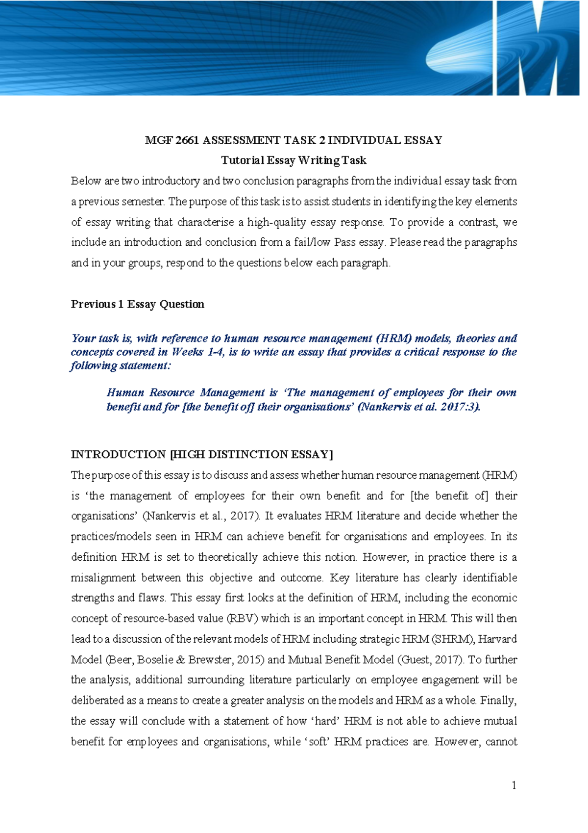 MGF2661 A1 Writing Example Activity resource - MGF2661 - Monash - Studocu