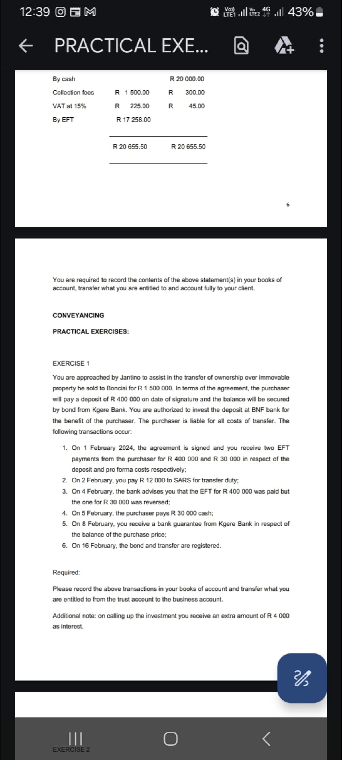 PDF Phoenix 20241109 125421 - 12:39 Vo)) 4G LTE1 PRACTICAL EXE cash R 20 Collection fees R 1 500 ...