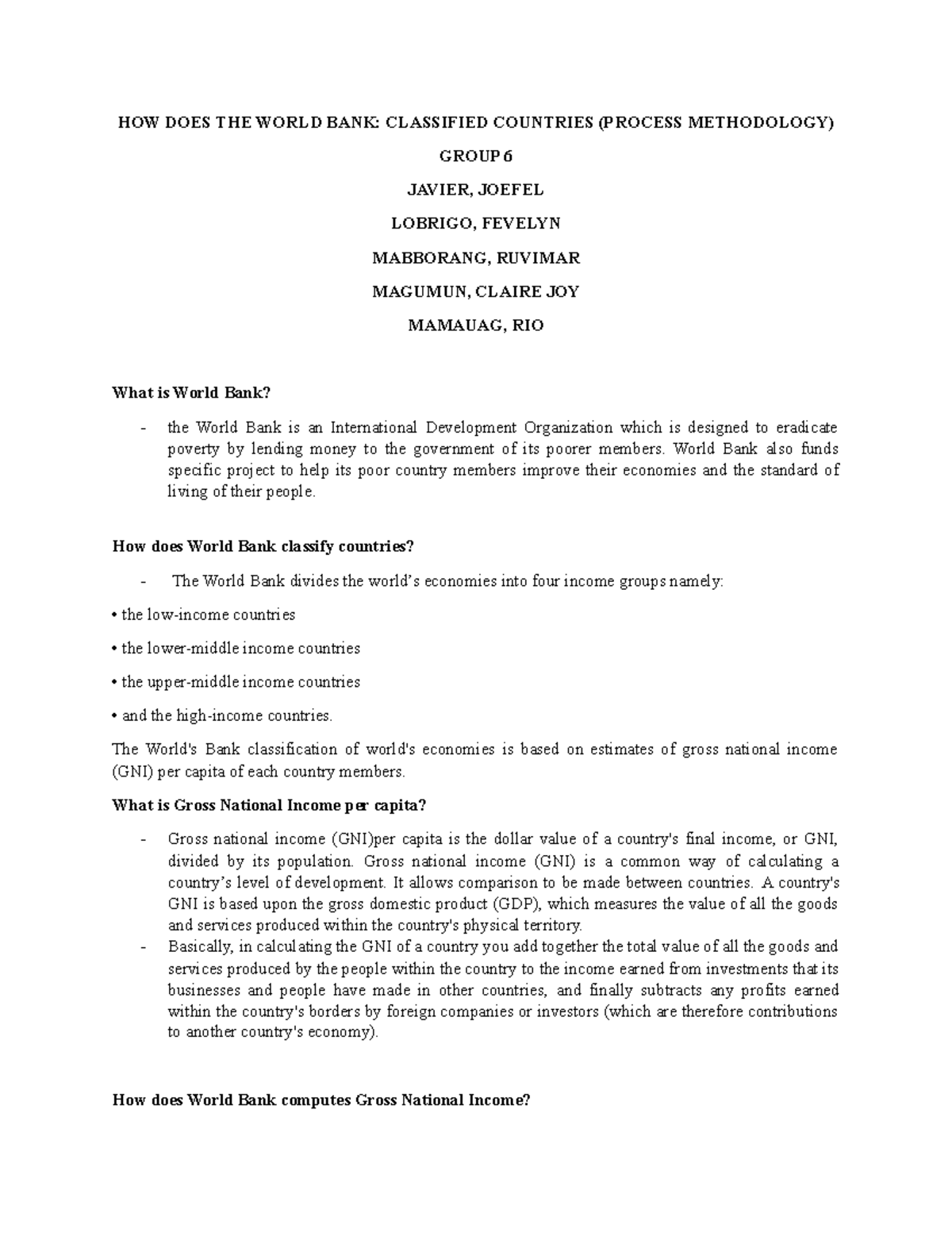 World Bank Countries Classification - HOW DOES THE WORLD BANK ...