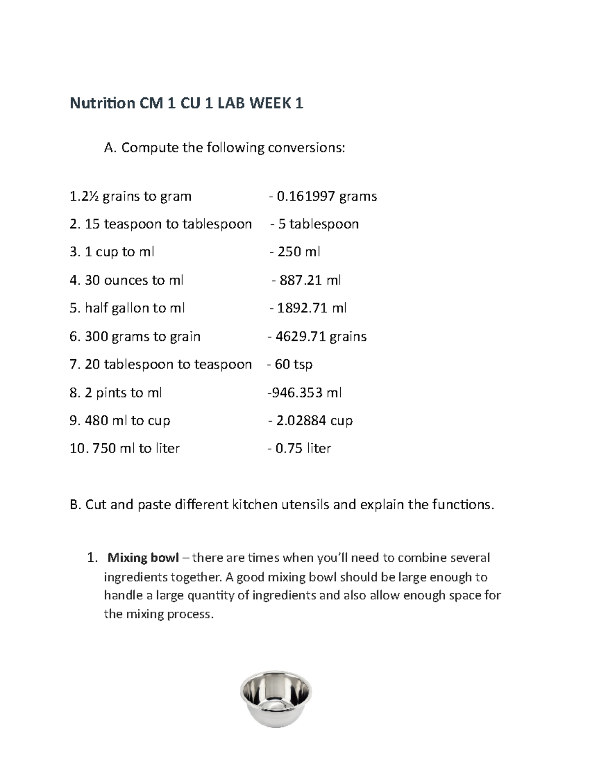 Nutrition CM 1 CU 1 LAB WEEK 1 - Nutrition CM 1 CU 1 LAB WEEK 1 A. Compute the following - Studocu
