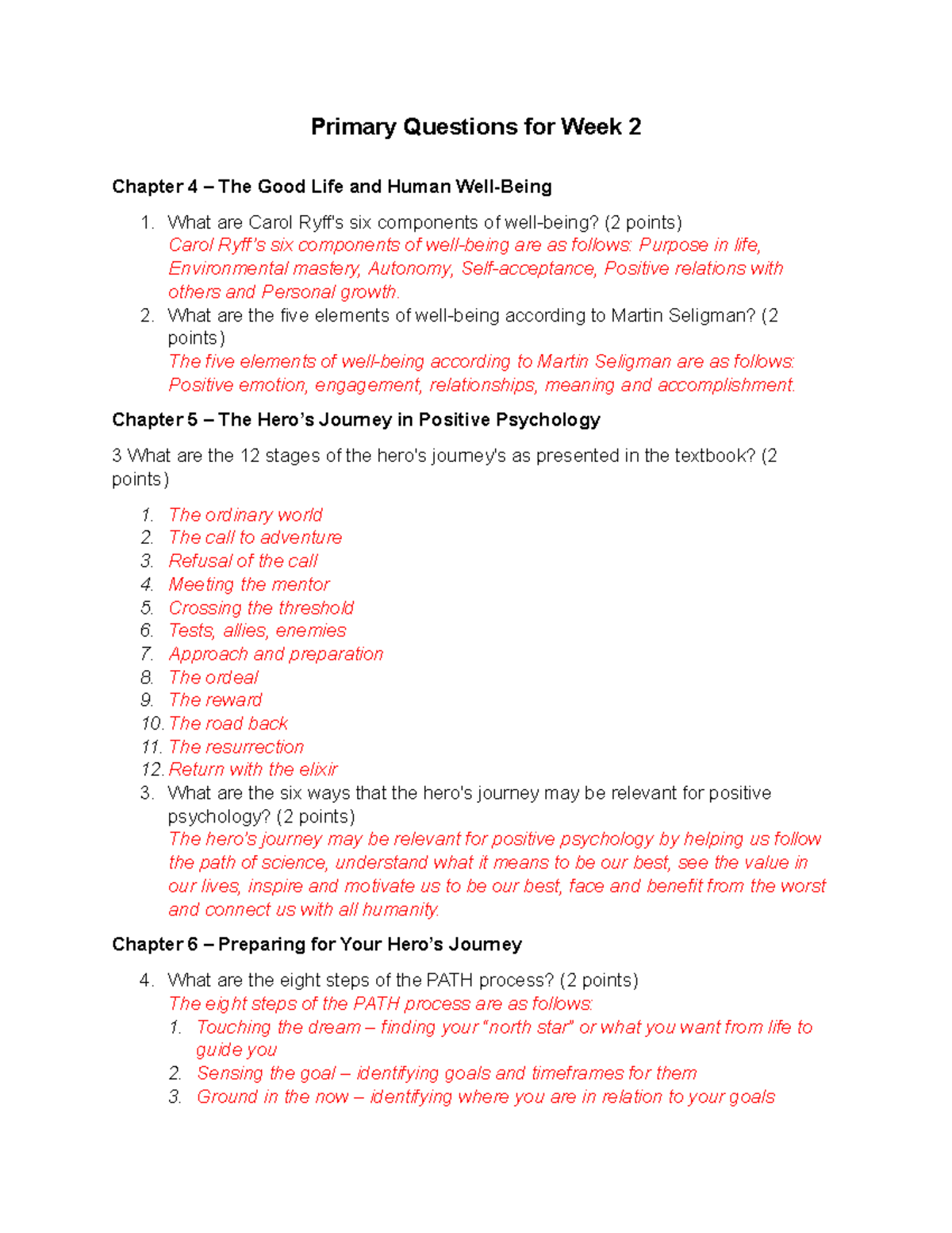 Primary Questions 2-3 - study guide for positive psychology - Primary ...
