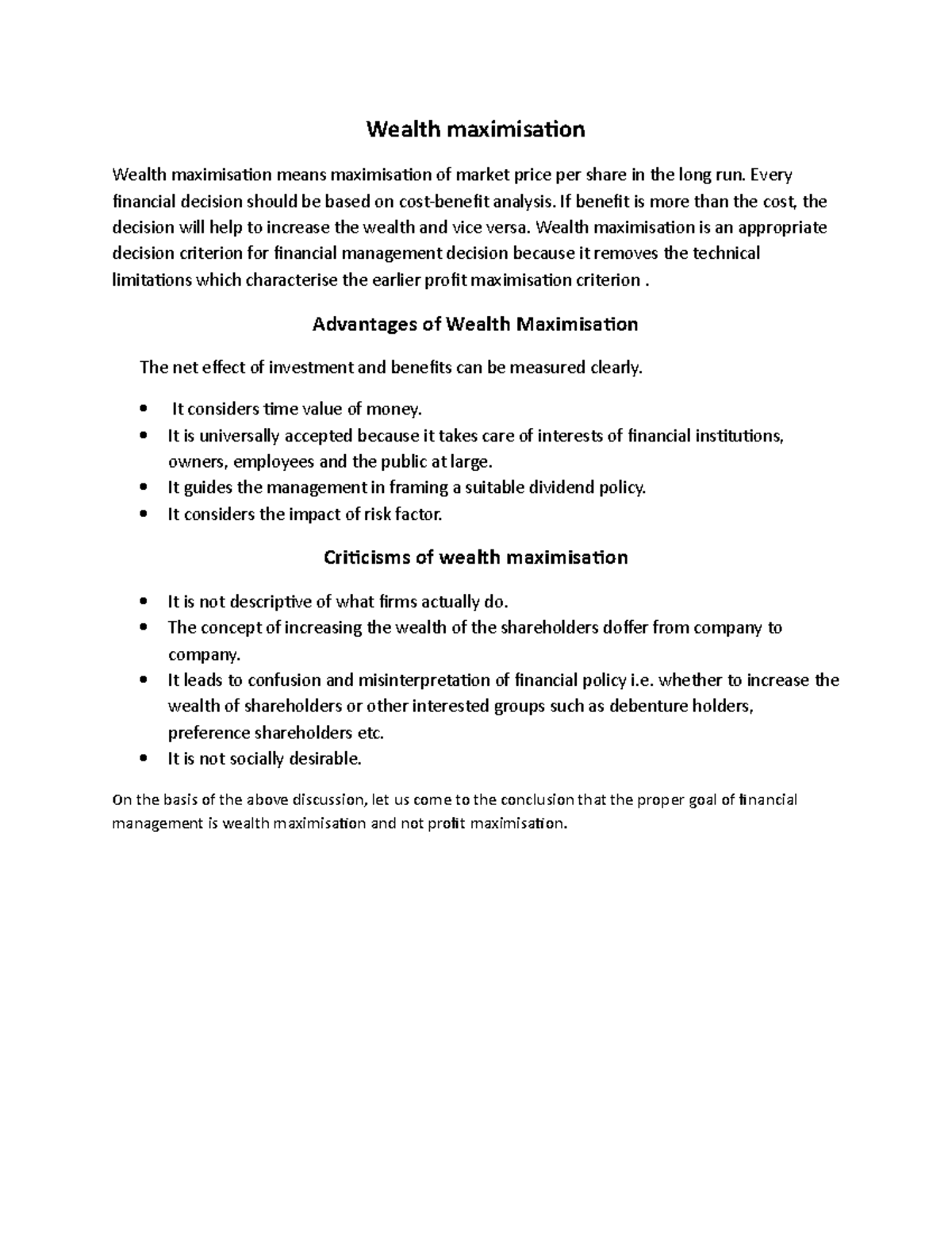 Wealth maximisation Definition Advantages and Criticism - Wealth ...