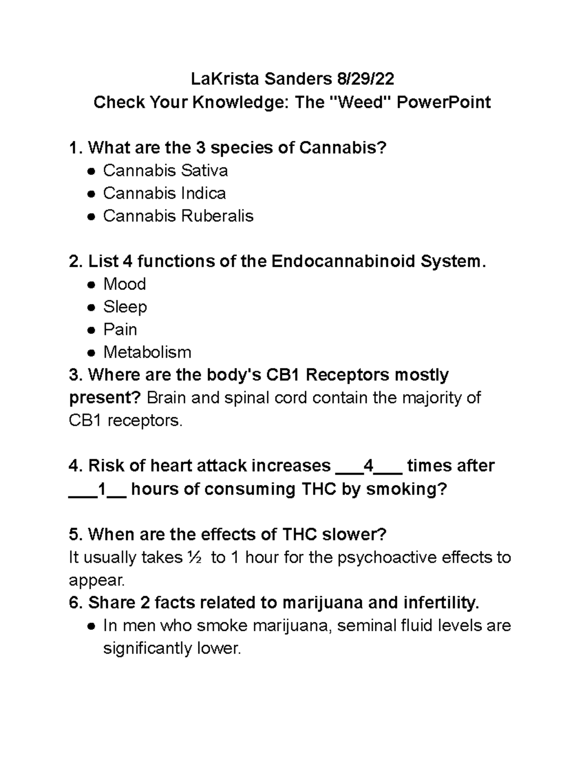 Check Your Knowledge The Weed Power Point-La Krista Sanders - LaKrista ...