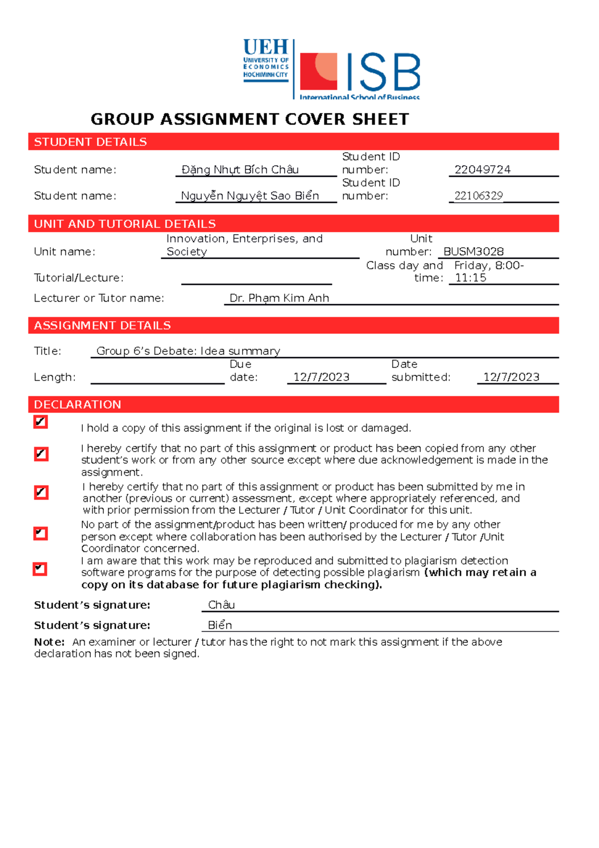 Debate 4 Group 6 - thật ra này là môn IES nhưng không thấy tên môn ...