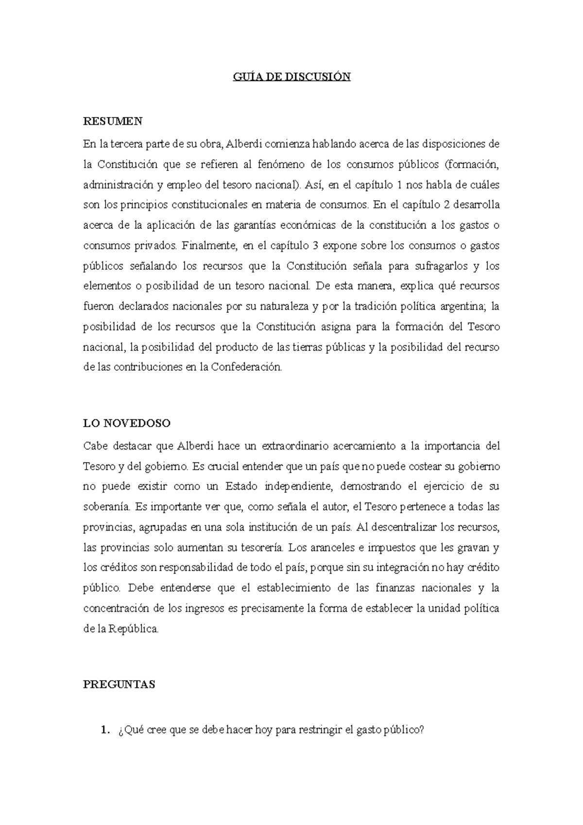 Guía de discusión N°12 - GUÍA DE DISCUSIÓN RESUMEN En la tercera parte ...