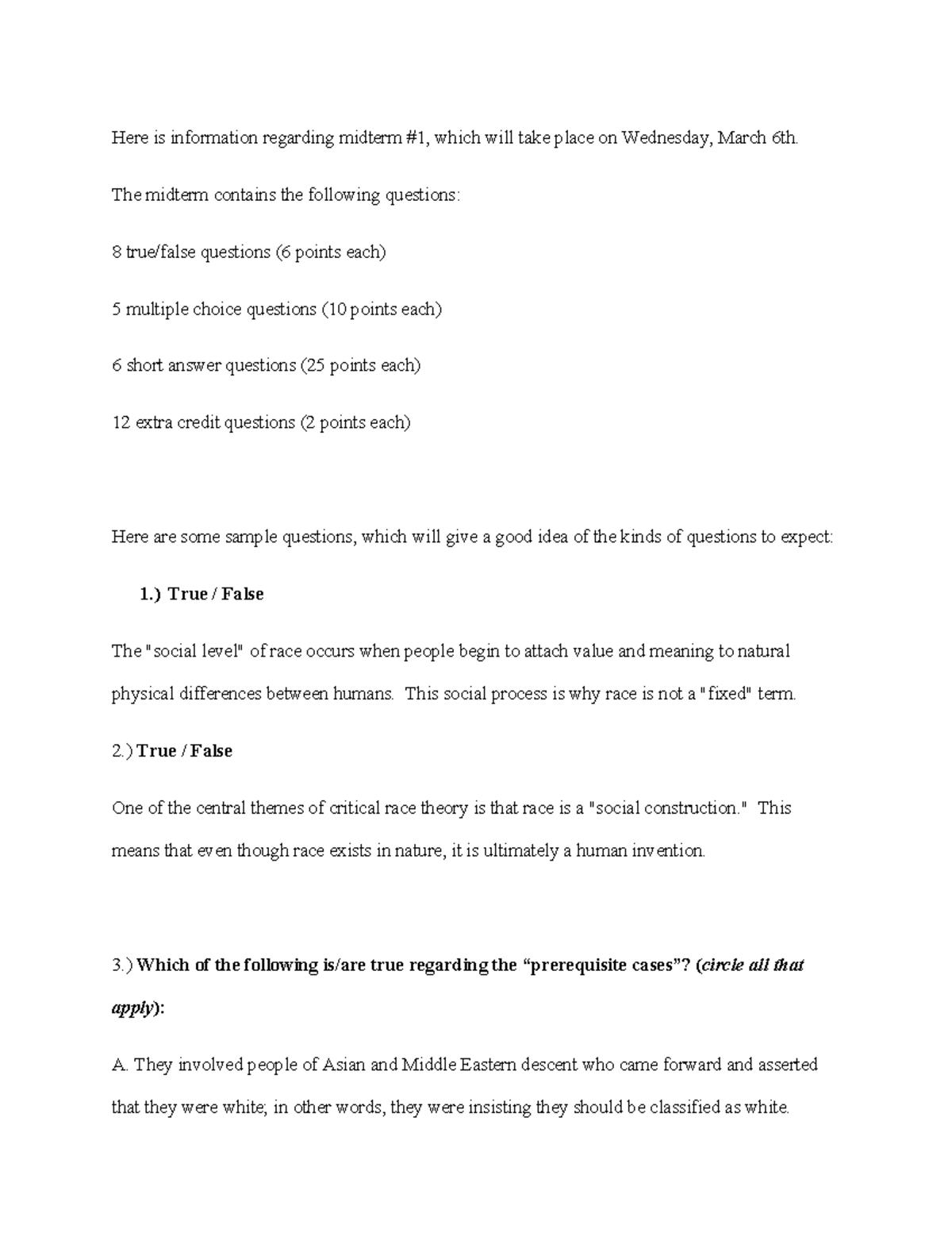 Midterm - Here is information regarding midterm #1, which will take ...