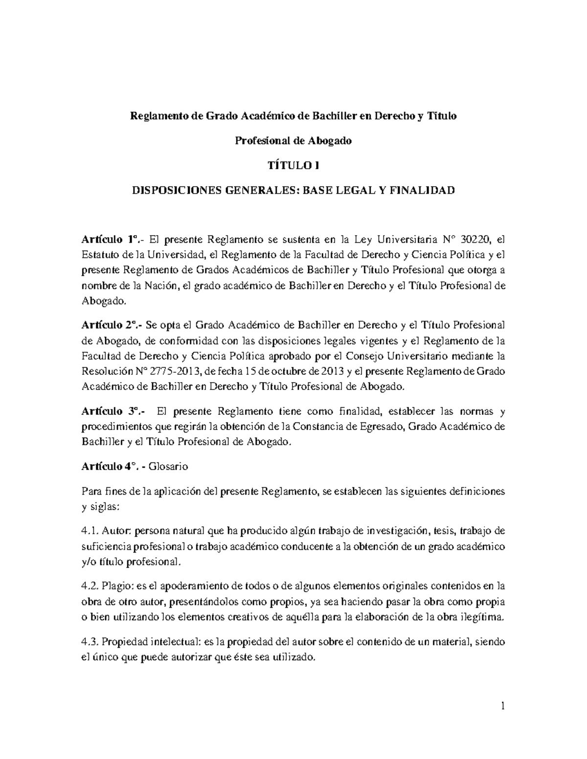 Reglamento de grados y titutlos 2018 final - Reglamento de Grado Académico de Bachiller en ...