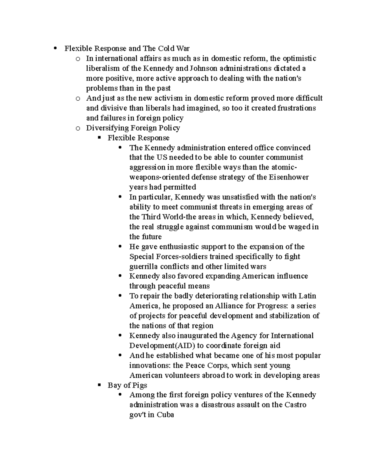Vietnam Era pt 2 - Flexible Response and The Cold War o In ...