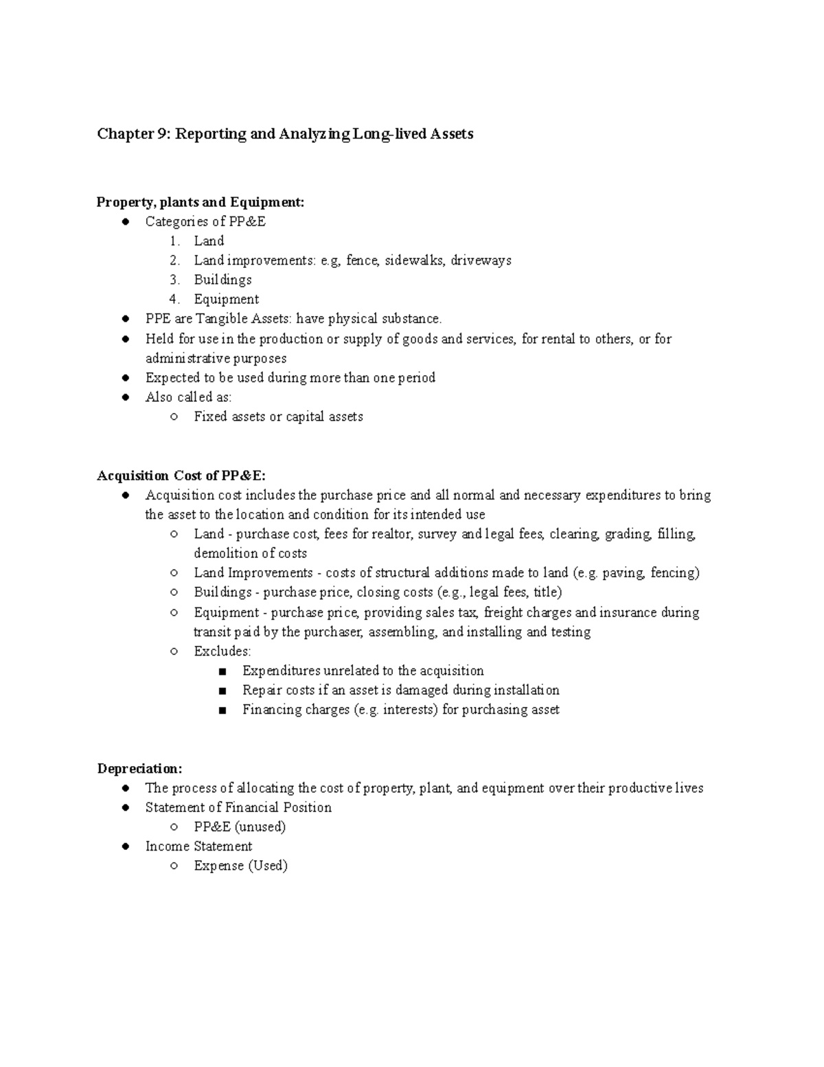 Finanncial Accounting Notes Ch 9 Lecture Study Notes Section P Winter ...