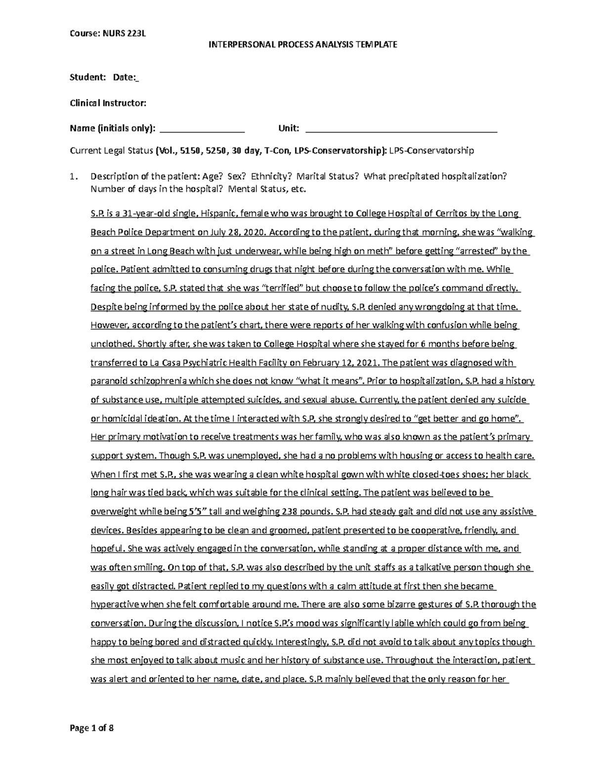 Interpersonal Process Analysis - INTERPERSONAL PROCESS ANALYSIS ...