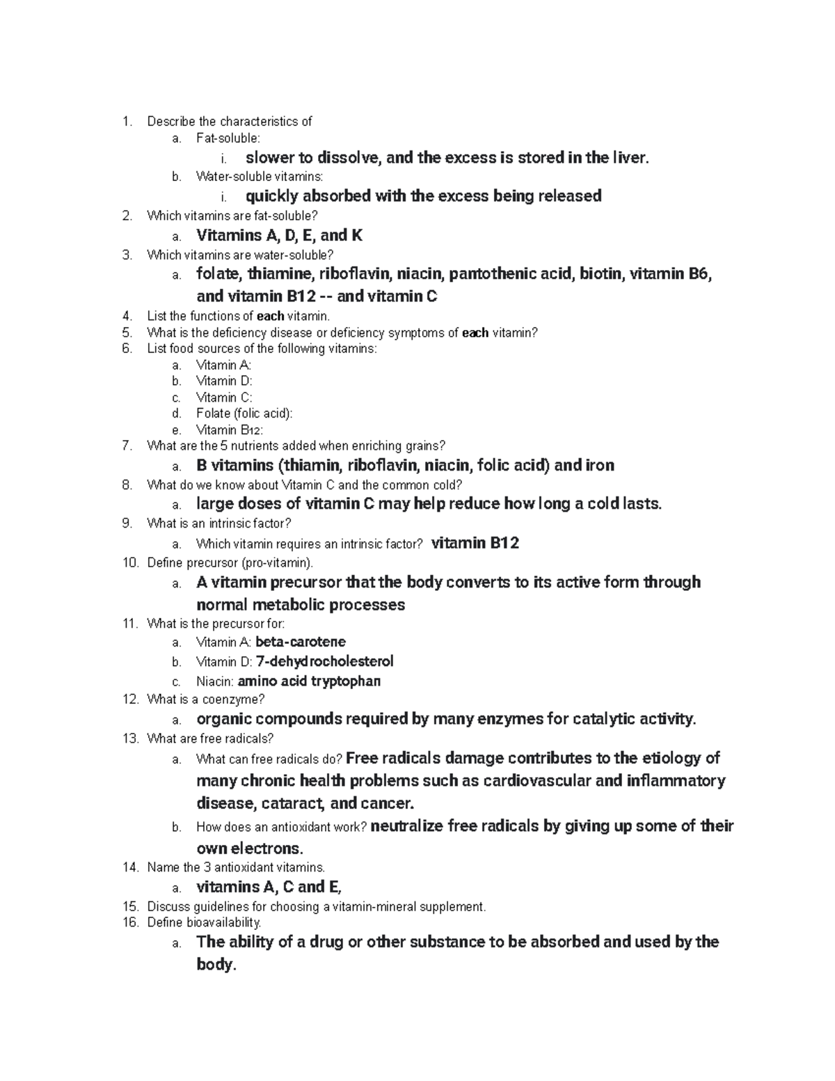 Nutrition Exam 3 Study Guide - Describe the characteristics of a. Fat ...