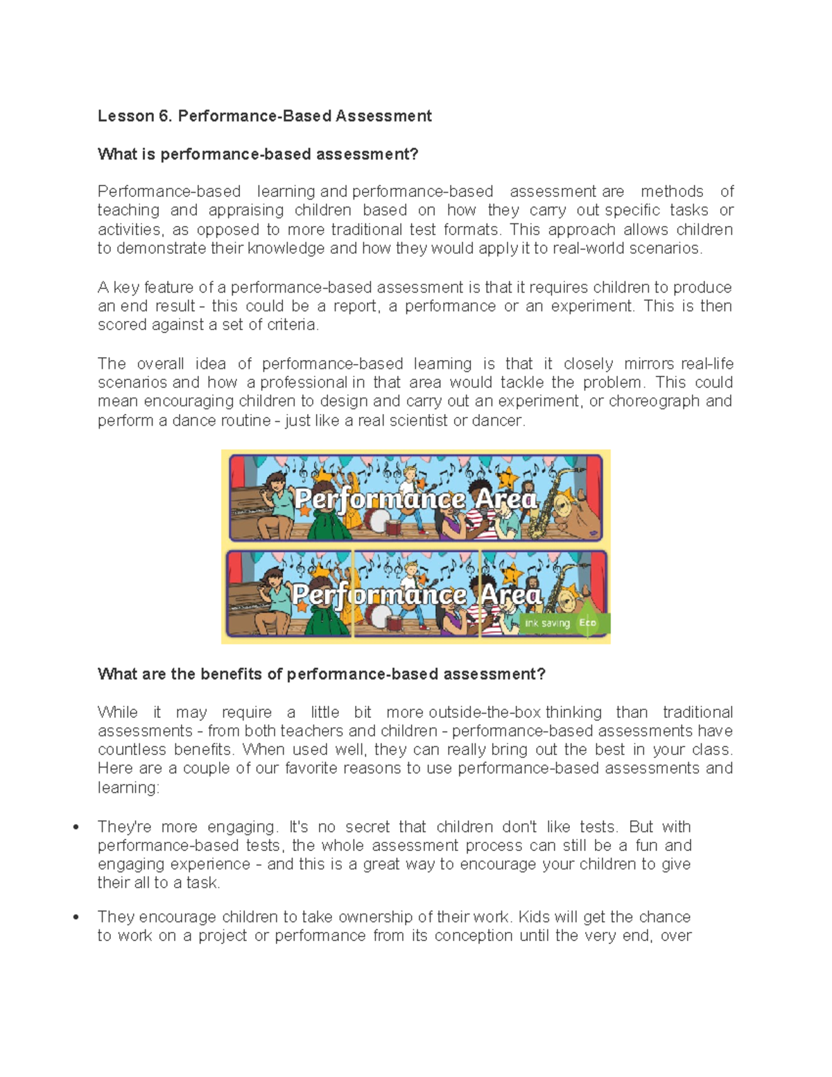 Lesson-6-PBA - Performance-based assessment - Lesson 6. Performance ...
