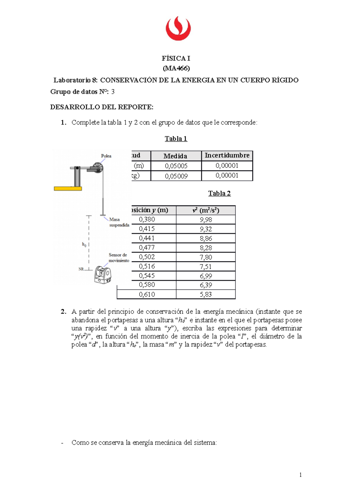 LS3A MA466 L8 - Laboratorio N°8 Grupal - Física 1 año 2022-1 - FÍSICA I ...