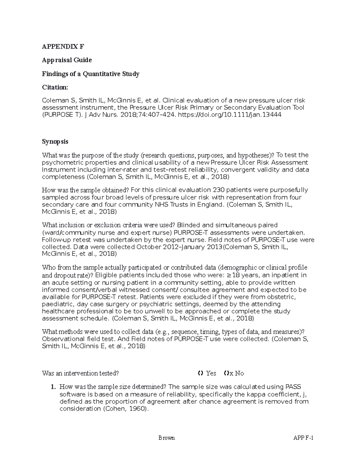 Quantitative Review guide 3 - APPENDIX F Appraisal Guide Findings of a ...