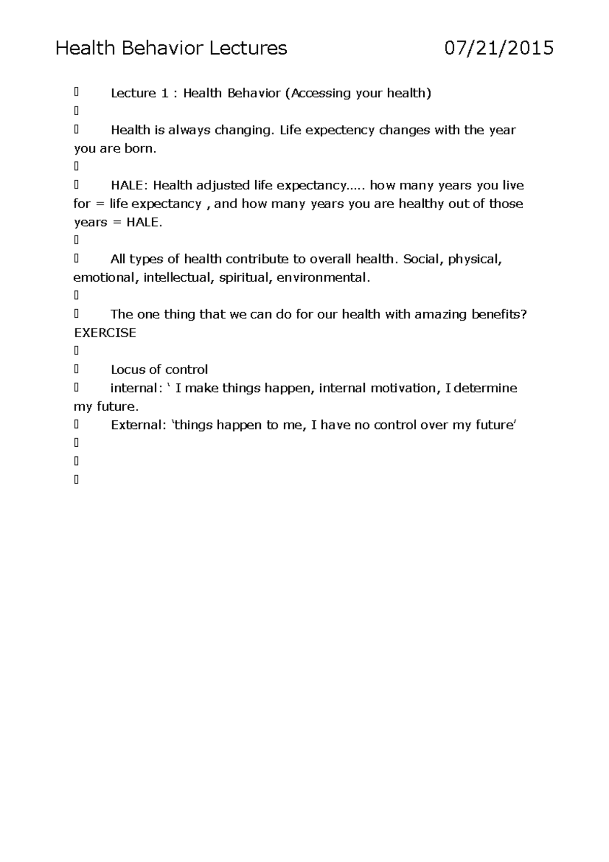 Lecture Notes Lectures 1 10 Health Behavior Lectures Lecture 1 Health Behavior Accessing