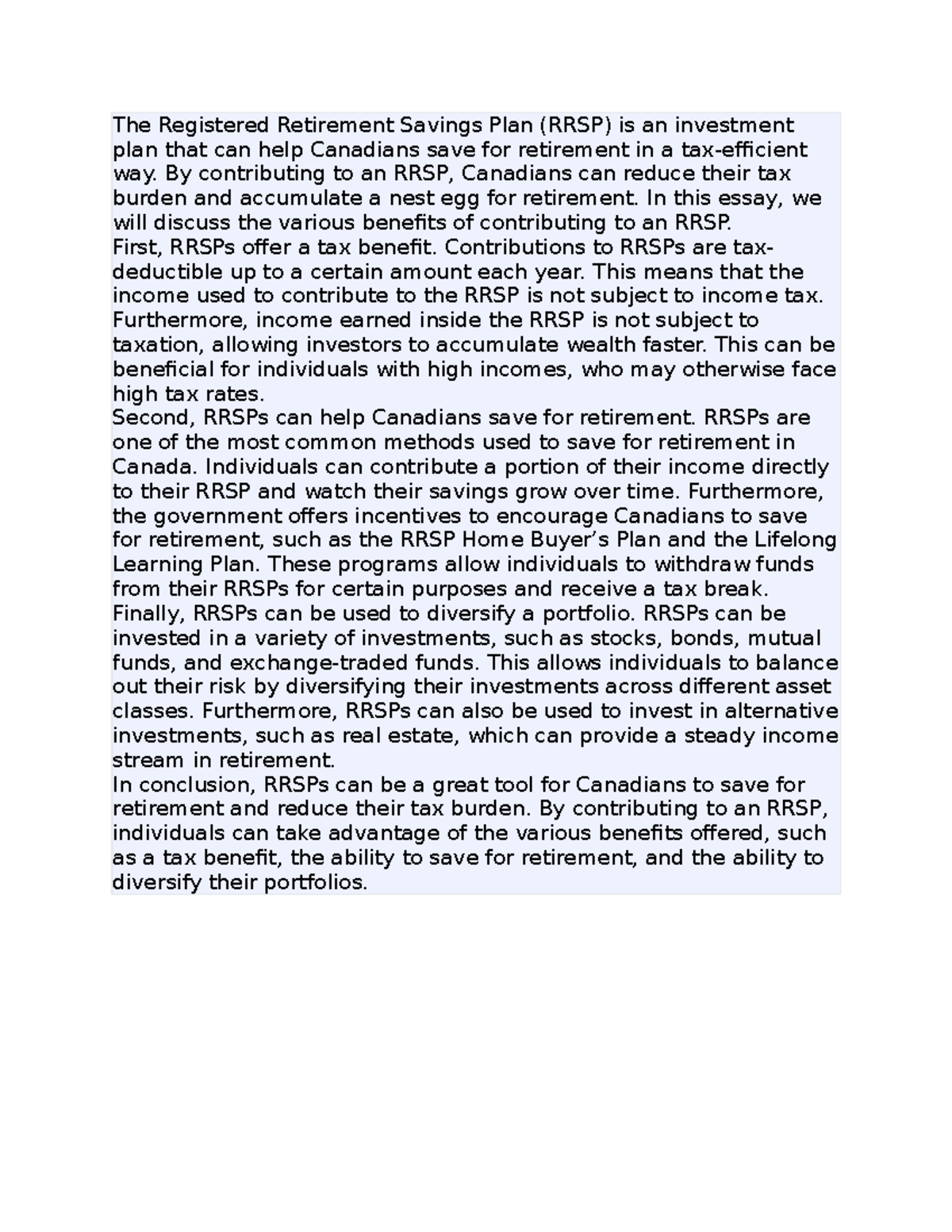 EP 12 - INFORMATIVE - The Registered Retirement Savings Plan (RRSP) is ...