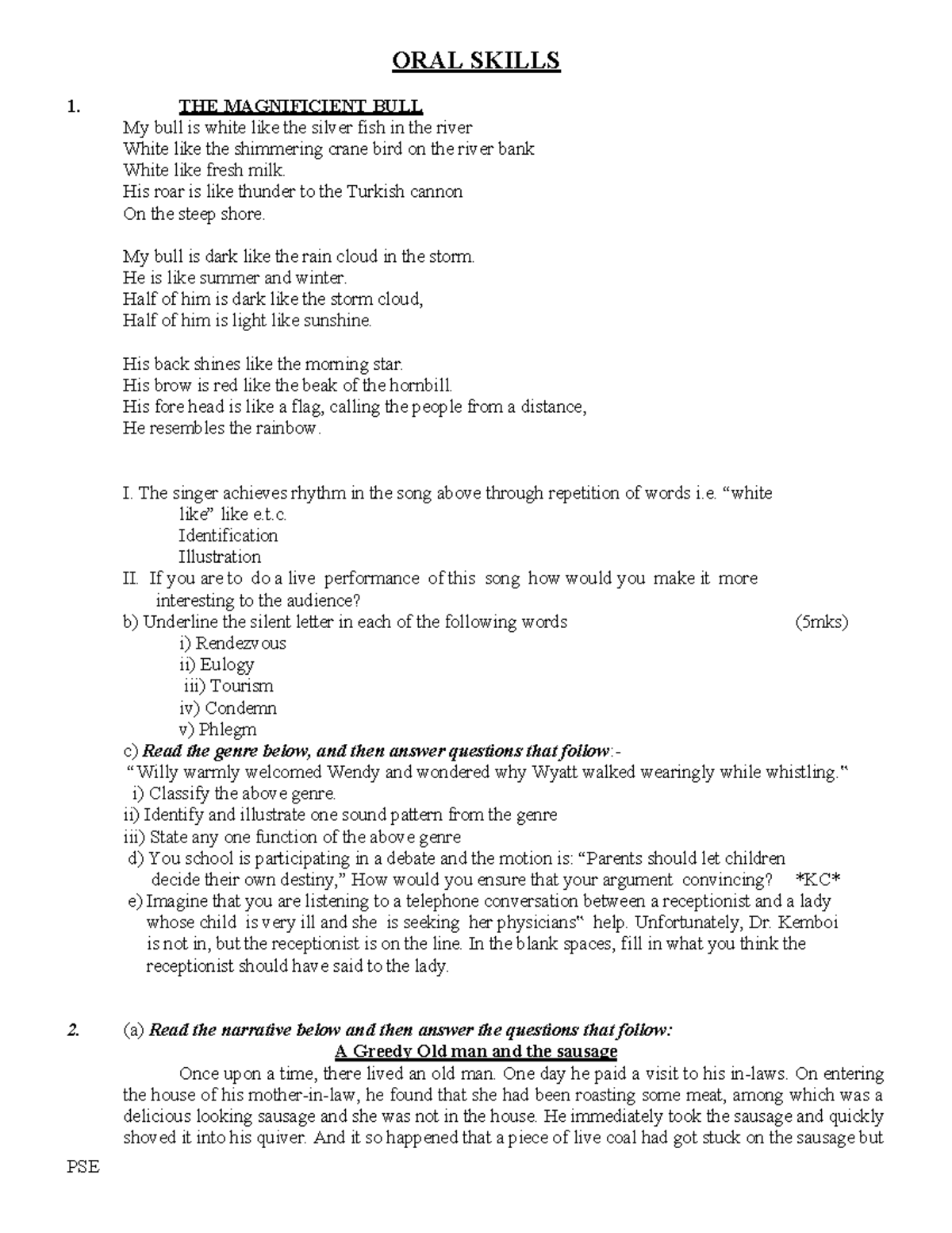 Oral skills English notes. These notes are made to improve performance ...
