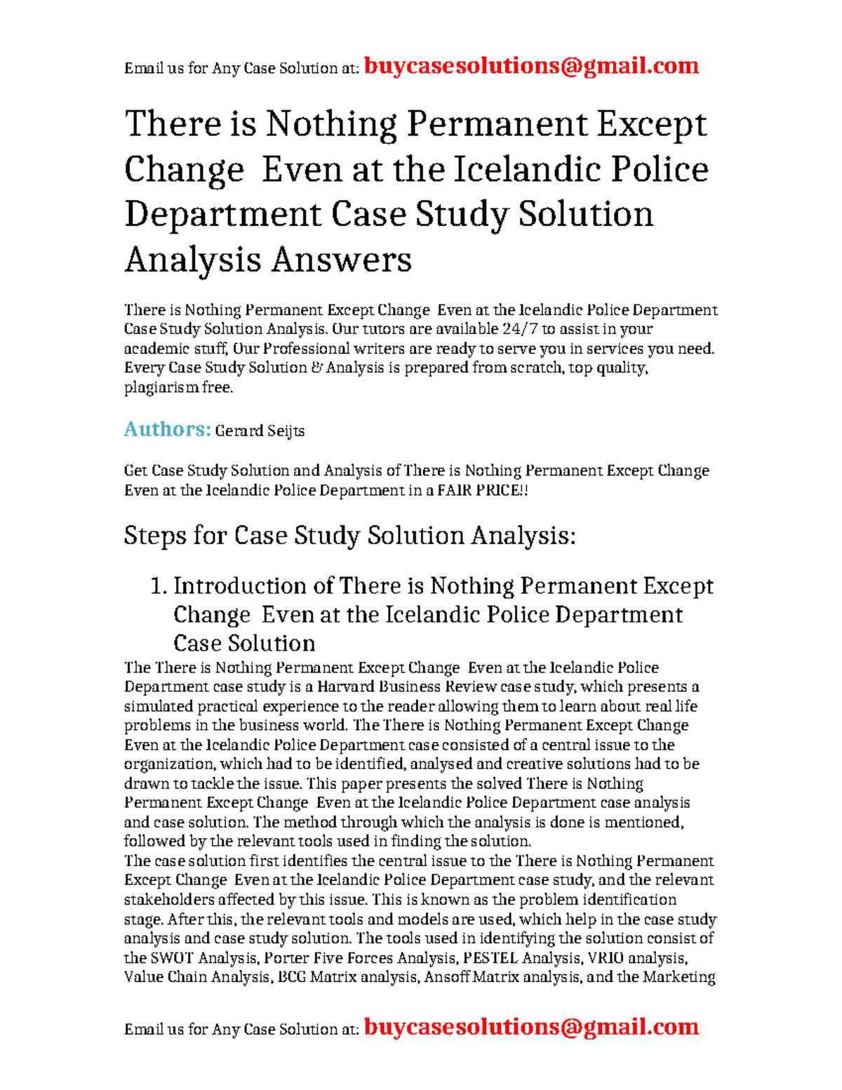 Case Solution There is Nothing Permanent Except Change Even at the ...