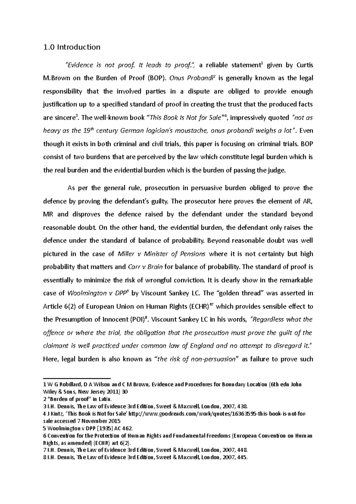 Evidence Law class activity - 1 Introduction “Evidence is not proof. It ...