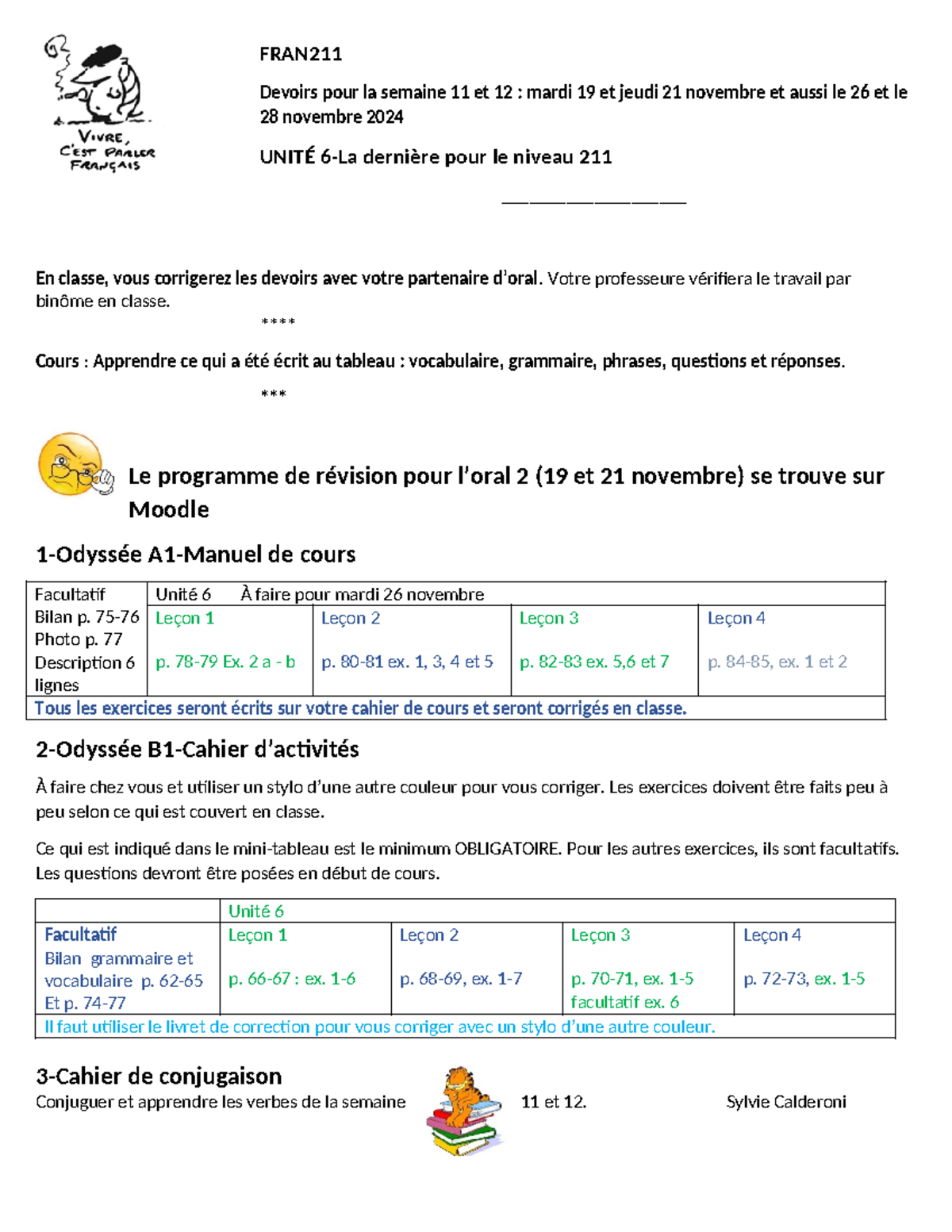 11-Devoirs 211 - French homework - FRAN Devoirs pour la semaine 11 et ...