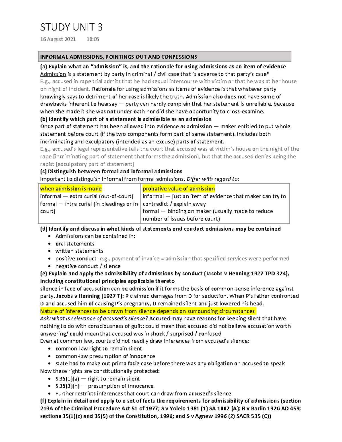 Unit 3 - comprised from class slides and case law - - Studocu