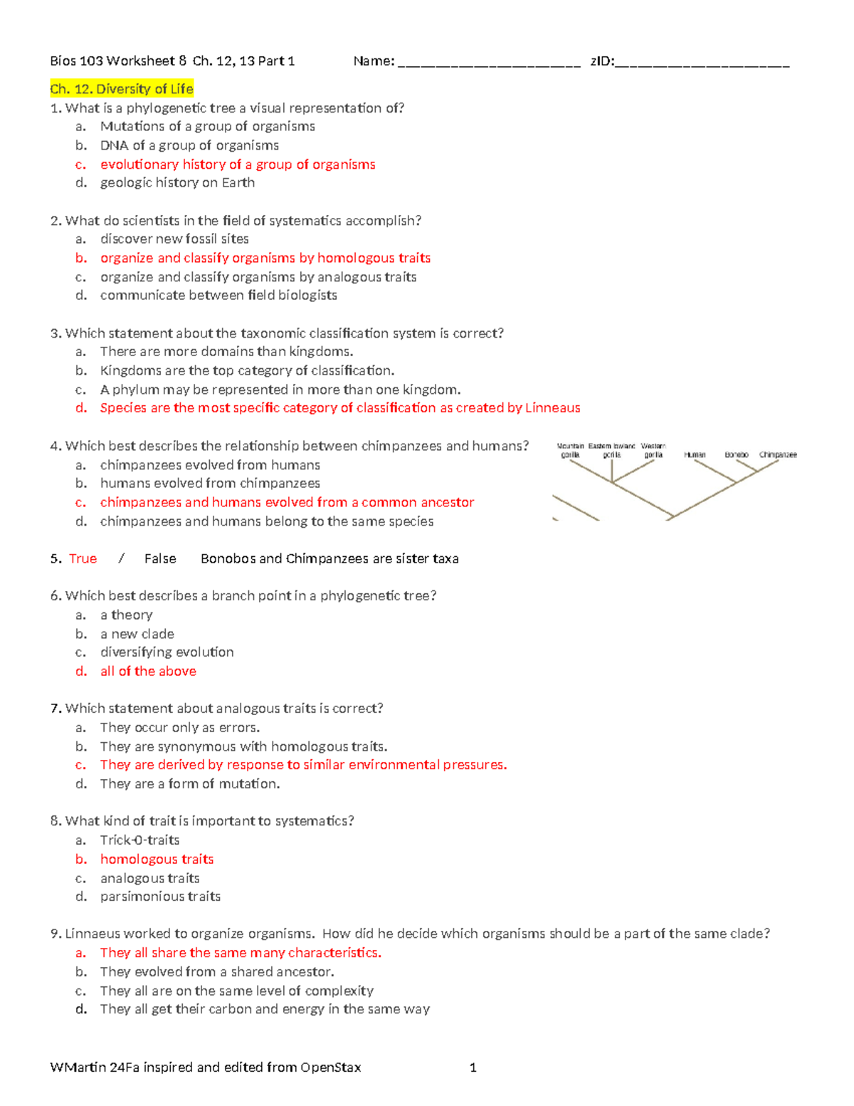 Chapter 12 & 13 - BIO NOTES - Bios 103 Worksheet 8 Ch. 12, 13 Part 1 ...