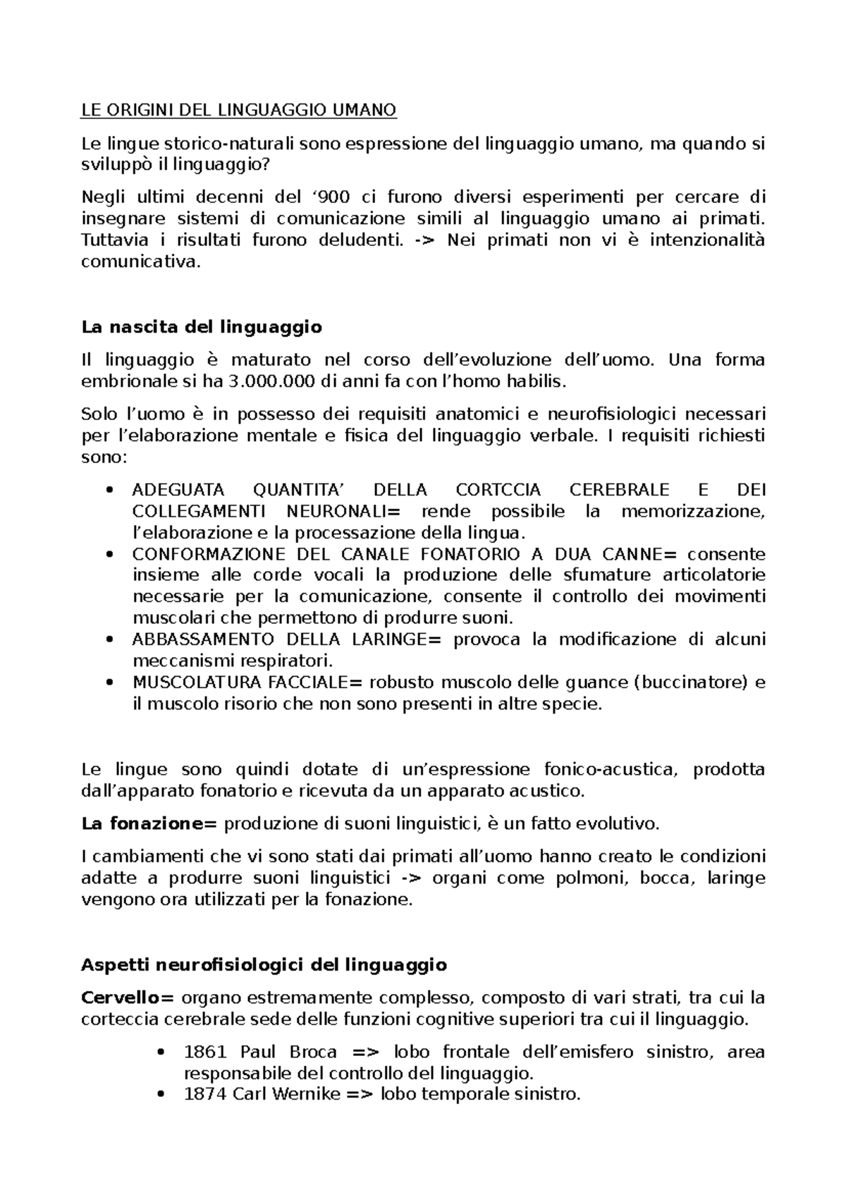 02 Origini linguaggio umano - LE ORIGINI DEL LINGUAGGIO UMANO Le lingue ...