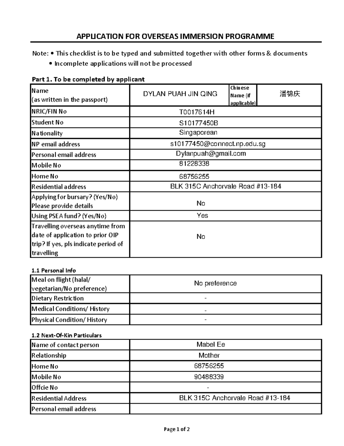 OIP Trip Checklist - ddddddd - Page 1 of 2 • Incomplete applications ...