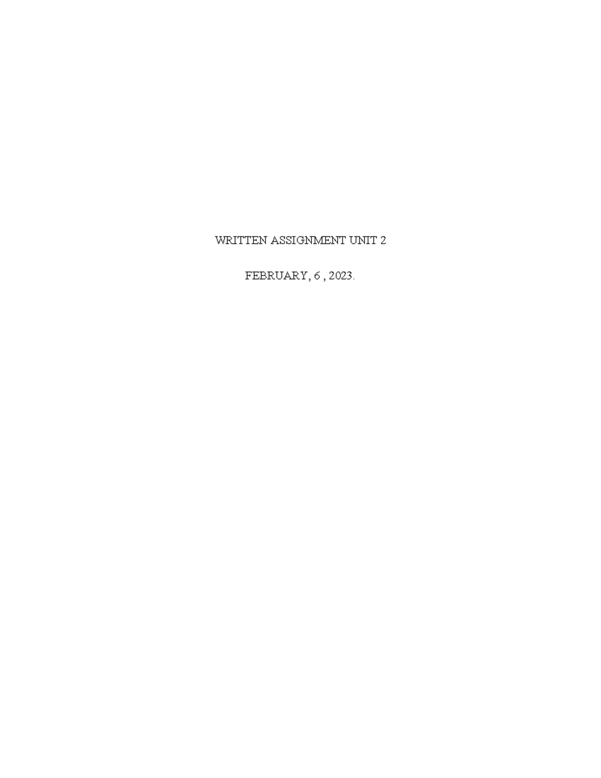 Math Written Assignment Unit 2 Written Assignment Unit 2 February 6